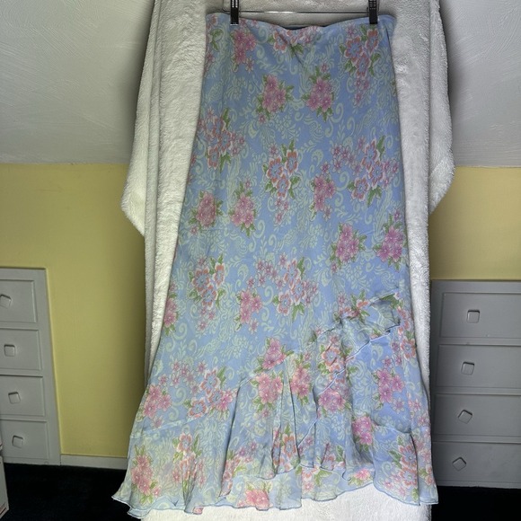 Harold's | Skirts | Vtg Harolds Silk Floral Maxi Skirt Pastel ...